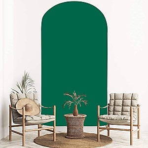 FOTSHARER Wedding Arch Cover 6FT Emerald Green Arch Cover Bakcdrop Fabric Chiara Arch Backdrop Cover for Balloon Party Arch Covers Stretchy Backdrop Round Top Arch Stand Cover for Birthday Decorations