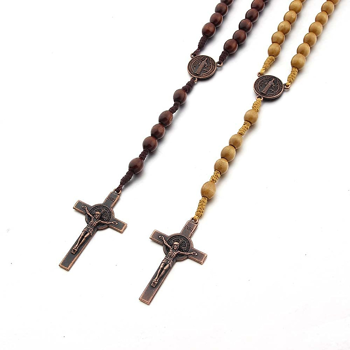 UILZ Rosary Beads Catholic for Women Handmade Wooden Catholic Rosay with Jesus Christ Crucifix Cross Real Healing Wooden Rosary Beads Yoga Meditation Prayer Bead Necklace