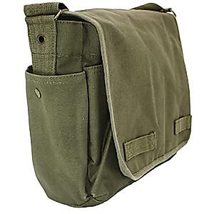 ARMYU Olive Green Original Heavyweight Classic Military Messenger Bag + Pin