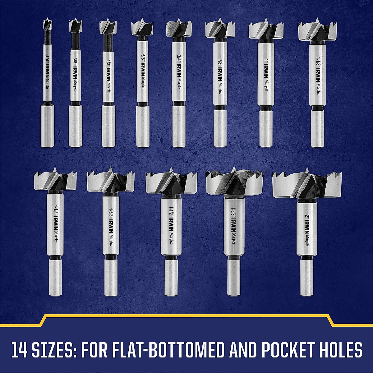 IRWIN Marples Forstner Bit Set, Wood Drill Bits, Made of Carbon Steel, Ideal for Fine Woodworking, Cabinet-making and more, 14 Pieces (1966893)