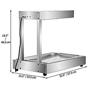 VEVOR 110V French Fry Food Warmer 22"x13", 1000W French Fry Heat Lamp,Stainless Steel Heat Lamp Warmer 86-185?, Food Warmer Diaplay for French Fry, Heat Lamp Commercial for Fry Chicken