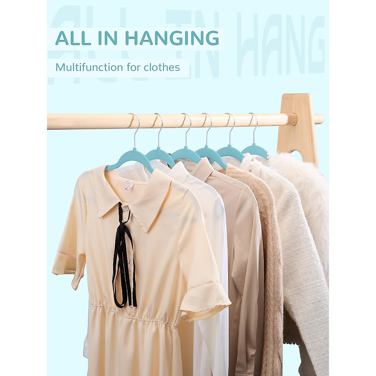 HOUSE DAY 20 Pack Plastic Hangers, Aqua Hangers Extra Wide Hangers with 360 Swivel Hook, Space Saving Hangers for Shirts, Pants, Heavy Duty Hangers for Coat, Suit