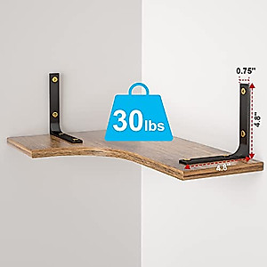 Audessy Corner Floating Shelves, Wall Shelf Set of 4, Rustic Wood Hanging Shelves for Bedroom, Living Room, Bathroom, Kitchen