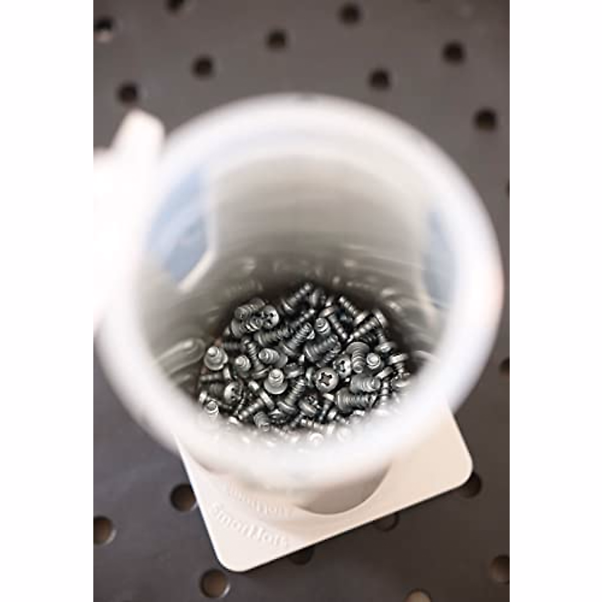 SmartJars® Pegboard Organizer Accessories Storage Jars, Pegboard Jars for Garage Organization, Craft Room, or Pantry, Pegboard Bins with Lids, Pegboard Wall Organizer, Starter Pack of 6 (White)