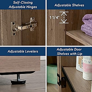 Sauder HomePlus Storage Pantry cabinets, L: 35.35" x W:17.09" x H: 71.22", Salt Oak finish