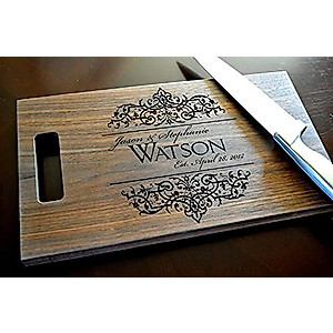 Personalized Wood Cutting Board Engraved with Family Name and Established Date | Perfect Customized Wedding Gifts For Couples Housewarming Gift or Mothers Day Gifts