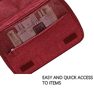 YUNZSXJY Hanging Toiletry Bag Large Capacity Hanging Toiletry Bag for Women and Men Waterproof Travel Cosmetic Bag with Sturdy Hook (Red)