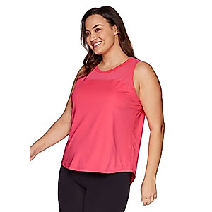 RBX Women's Plus Size Tank Top with Mesh Breathable Workout Tank T-Mesh Coral 2X