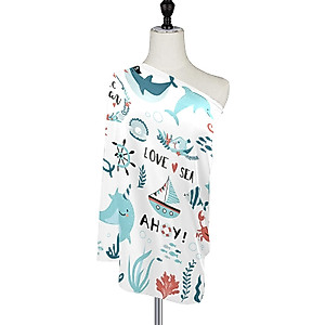 Nursing Cover Breastfeeding Scarf Whale Under The Sea- Baby Car Seat Covers, Stroller Cover, Carseat Canopy(9ut1c)