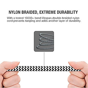 Zerist 3.5mm Stereo Audio Cable Extension Male to Male Nylon Braided 10ft/3m Tangle-Free AUX Cable for Headphones, iPods, iPhones, iPads, Home/Car Stereos and More (Black)