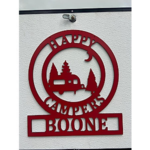 PK Décor Custom Happy Camper Decor, Personalized Camper Sign Gift for Campers, Campsite Garden Flag for Travel Trailer, RV, Motorhome, Pop Up, Welcome to Our Campsite Sign