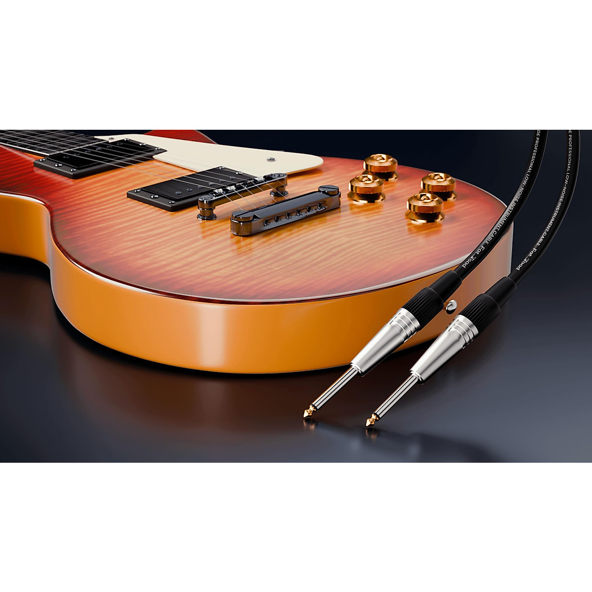 Guitar Cables (10 Pack) Instrument Cord by FAT TOAD | 24 AWG Patch Conductor for Electric Guitar, Bass, Amplifier, Speaker, Keyboard & Recording Studio | Shielded 20FT 1/4 Inch Gold Straight-End Wires