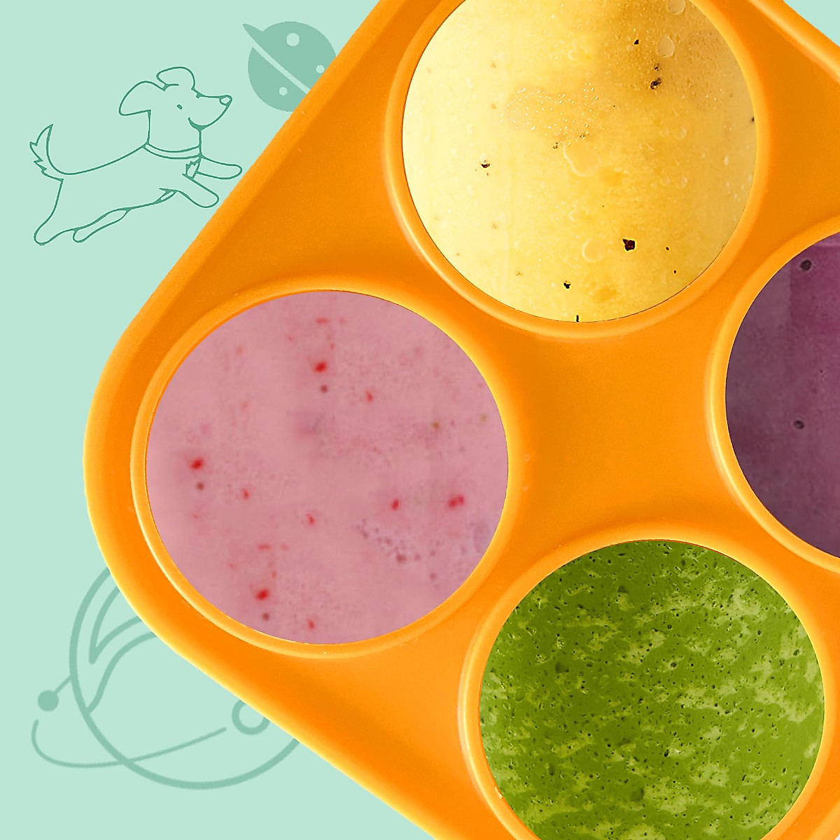 Baitedelai Dog Chew Toys,Treat Tray for Frozen Dog Food,Long-Lasting Durable Fillable Dog Treat Dispensing Dog Toy,Freezable Fillable Rubber Dog Toys with Silicone Treat Tray (Treat Mold)