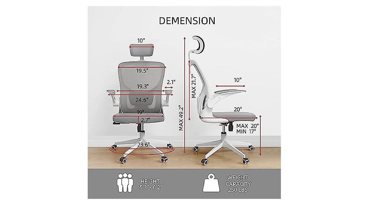 Monhey Ergonomic Office Chair - Adjustable Support & Comfortable Mesh