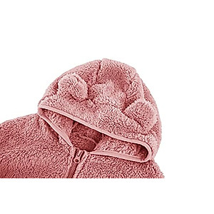 Karlywindow Toddler Baby Boy Girl Little Cute Bear Hoodie Jacket Sherpa Fuzzy Winter Warm Sweatshirt Coat A-pink