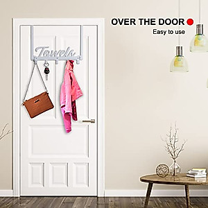 2 Packs Over The Door Hooks, Towel Rack for Bathroom Towel Holder for Hanging Heavy Duty, Wall Mount Towel Hanger