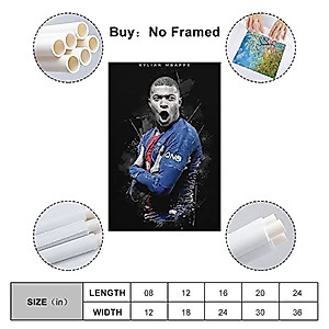 BFXLMKI Kylian Mbappe Poster Wall Art Prints Canvas painting for room aesthetic Decor ready to hanging 12x18inch(30x45cm) Unframe