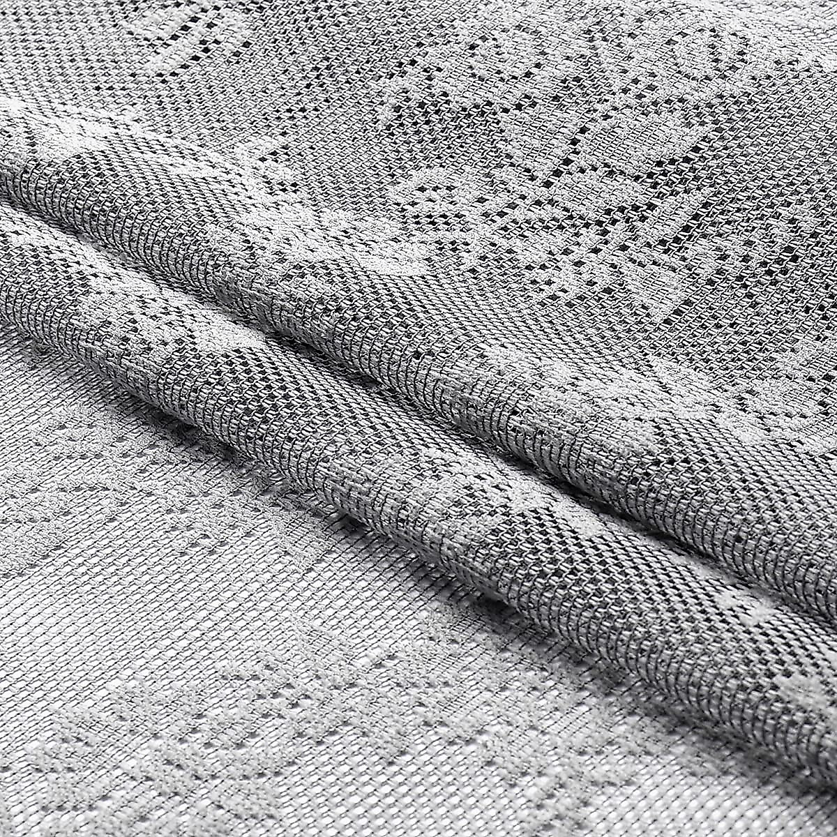 Urban Lotus Grey Lace Sheer Curtains 55 x 54 Inch Elegant Floral Rose Lace Embroidered Curtain Panels Airy Light Filtering Rod Pocket Window Treatment Sets for Garden Balcony, 1 Pair