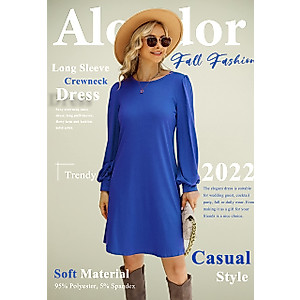 Aloodor Christmas Dresses 2023 Long Sleeve Crewneck Midi Dresses Fall Outfits Party Dress Green L