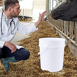 Teyyvn 7 Gallon White Plastic Food Bucket with Handles and Lid, Set of 4 Food Storage Pail Multipurpose Bucket with Lid