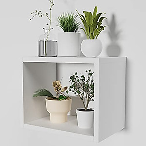 Floating Wall Cube Shelves,Deep in 9.45" Large White Shelf For Wall Storage,Floating Bookshelf,Box Shelf Wall Mounted,Cubby Storage Organizer for Bedroom,Bathroom, Living Room, Kitchen,Office(White)