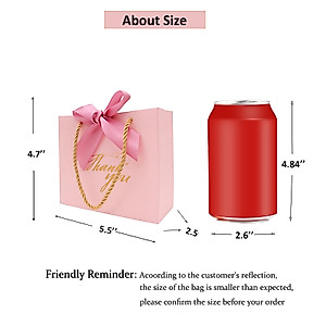 TKSBAG Pink Gift Bags-20 Pack Small Thank You Gift Bags With Handles-5.5''x 2.5''x4.7'' Mini Gift Bags Bulk for Baby Shower, Birthday, Wedding