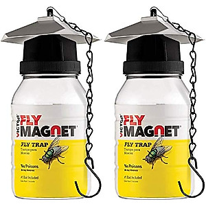 SEWANTA Victor M380 [Set of 2] Reusable Outdoor Fly Traps 32 oz - Fly Magnet Bait Trap - Made in USA - Bundled with 2 Bait Cebo and 2 Hanging Chains