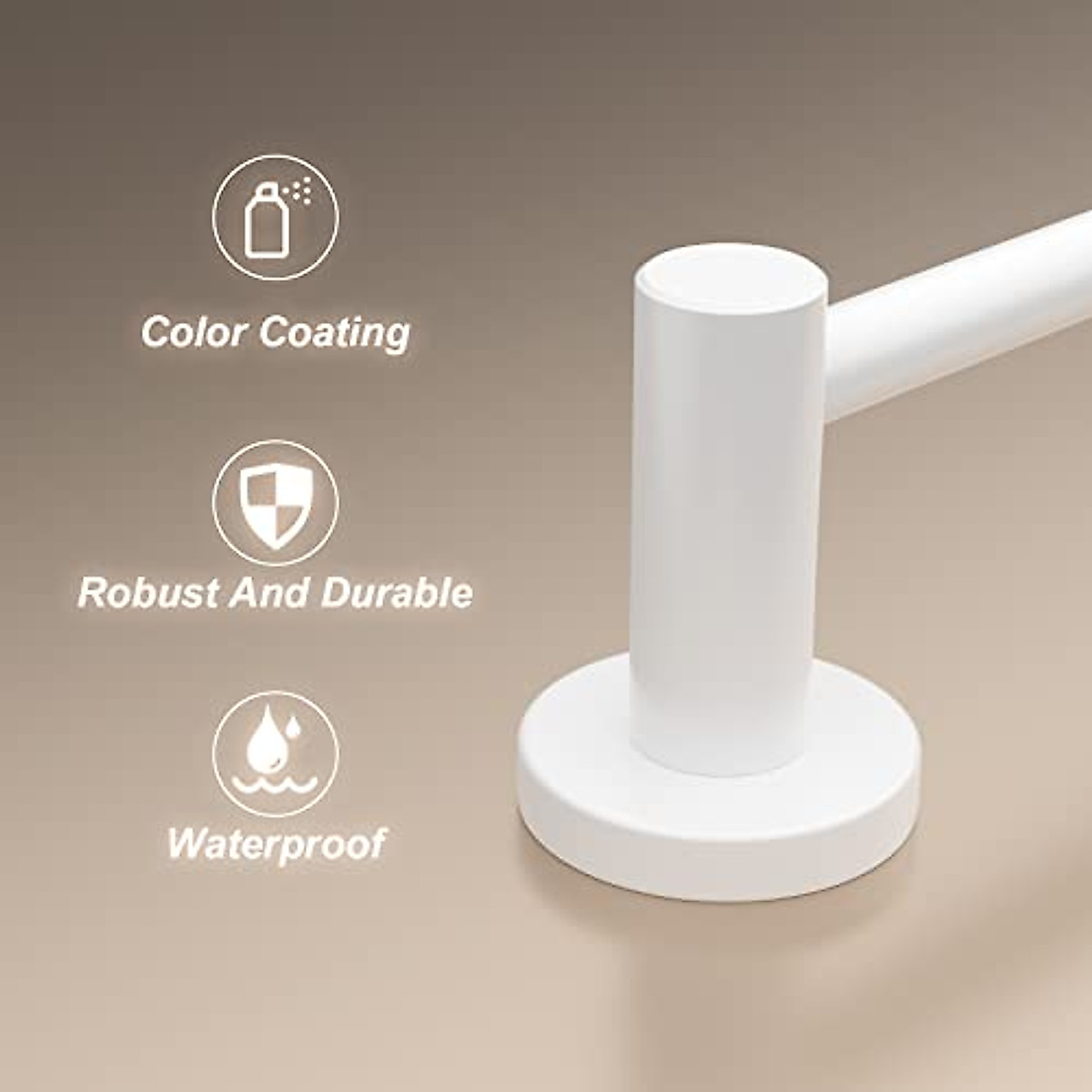 Adjustable Single Bath Towel Bar 16 to 27.6 Inch, ZUEXT Oil Rubbed White Stainless Steel Towel Holder Hanger,Expandable Wall Mount Towel Rail for Bathroom Kitchen,1" Tube Towel Rail Racks w/Hooks