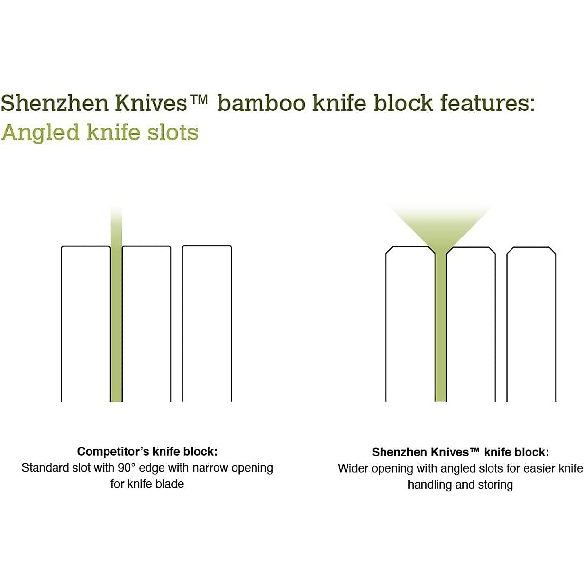 Shenzhen Knives Large In-Drawer Knife Block: 11 Slot (Holds 10-12 Knives) Empty Bamboo Wooden Knife Holder for Kitchen Drawers