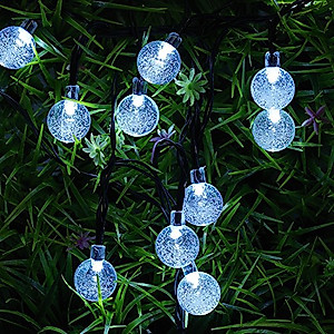 Solar Globe Lights Outdoor,20FT 30 LED Waterproof Fairy String Lights Hanging for Indoor/Outdoor Commercial Decor Ambiance Lighting for Garden Backyard Wedding Holiday Party(8 Modes/White)