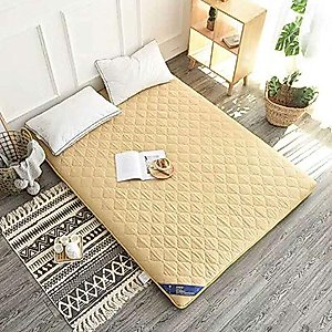 DULPLAY 7cm Gone Mattress,Pure Color Thickening Mattress Floor Bed Mat Sanding Stereo Mattress Multi-Size Bed Mat-Yellow 90x200cm(35x79inch)