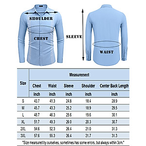 COOFANDY Men's Cuban Guayabera Shirt Long Sleeve Casual Button Down Shirts Beach Linen Shirt Light Blue