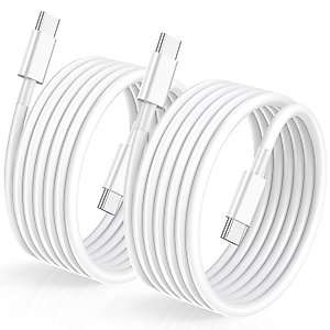 100W USB C to USB C Cable 10FT USB C Charger Cable 2Pack USB C Cord Fast Charging USB Type C Compatible with iPhone 16/15/Samsung/Android/Huawei/Google/Switch/MacBook/iPad and other USB-C port devices