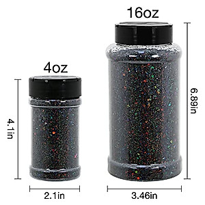 TORC 4 OZ Black Holographic Glitter 4 Ounce Mix Chunky Glitter Bulk for Resin Craft Cosmetic Art Festival Decoration