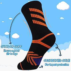 Comfoex Boys Crew Socks Athletic Long Cotton Socks For Kids Half Cushioned Calf Sports Socks 6 Pairs