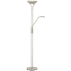 360 Lighting Canby Modern Torchiere Floor Lamp Standing with Side Light LED 72" Tall Brushed Nickel Silver Metal White Acrylic Diffuser for Living Room Reading House Bedroom Home Office