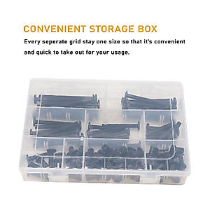 Baby Bed Crib Screws Hardware Replacement Kit, binifiMux 100pcs M6x15mm/25mm/35mm/45mm/55mm/65mm/75mm Black Hex Drive Socket Cap Screws Barrel Nuts Assortment Kit for Beds Chairs Furniture