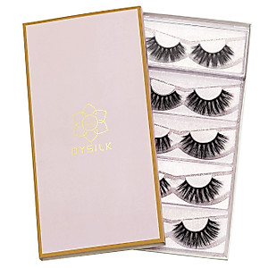 DYSILK Lashes False Eyelashes - Mink Lashes 5 Pairs 6D Faux Eyelash - Wispy Eyelashes Fluffy Strip Lashes Fake Eyelashes Reusable Lash Extension Kit | 15.5mm