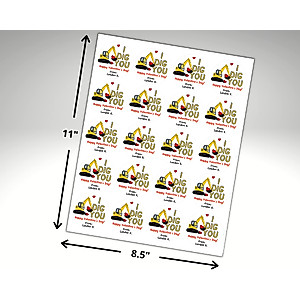 Personalized Construction Digger Valentine's Day Stickers for Kids 20-Count, 2 inch, Custom Classroom Valentines Favor for Boys, Happy Valentine's Day Labels