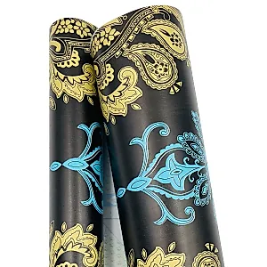 Yifely Yellow Damask Furniture Paper Pre-Pasted Shelf Liner Dresser Drawer Covering Mat 17.7 Inch by 9.8 Feet