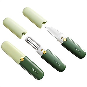 YONOVO Travel Pocket Paring Knife Fruit Knife Peeling Vegetable Peeler Multi Function Small Portable Stainless Steel Pocket Knife for Travel, Camping, Kitchen