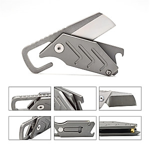 geeber Outdoor Survival EDC Keychain Minimalist Titanium Folding Mini Size Utility Pocket Knife