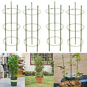 4 Pack Tomato Cages for Garden,Garden Stakes for Plants, Plant Cages with 3 Adjustable Rings,Plant Stake for Supporter Climbing Plants(18 inches,Pack of 4)
