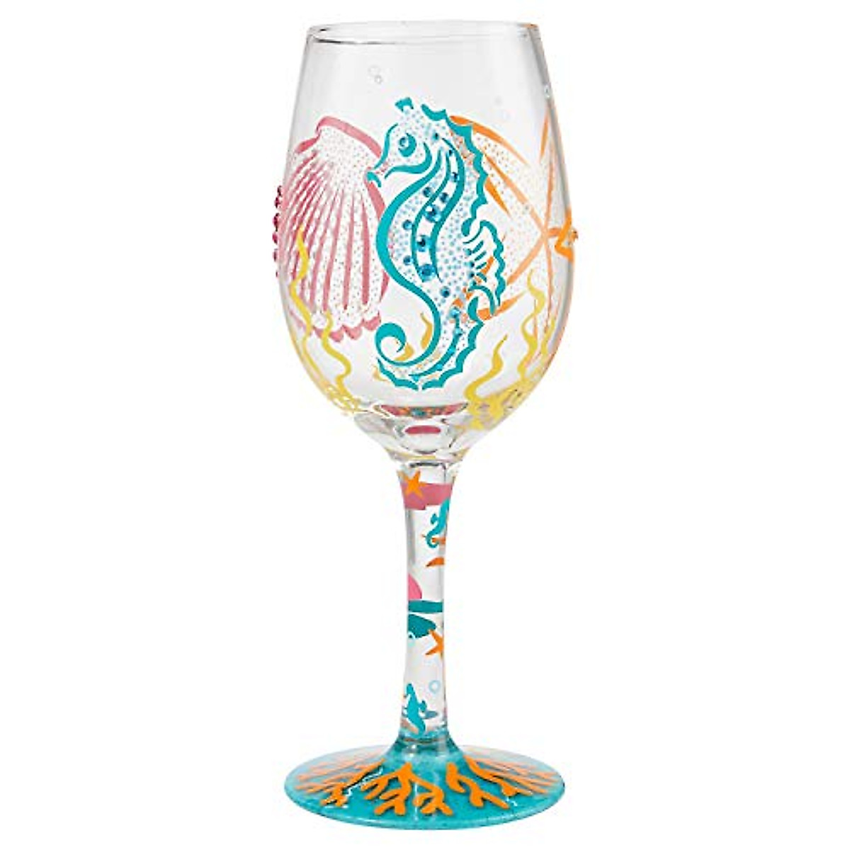 Enesco Designs by Lolita Coastal Artisan Wine Glass, 1 Count (Pack of 1), Multicolor