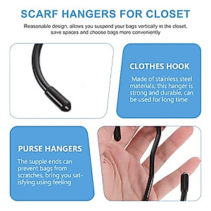 Housoutil 16pcscloset Hook Shaped Anti- Rod Bathroom Stainless Bag Hangers Handbags Purse Steel Metal Space Twisted for Plants Hangers: S Belts Bags Scarves Large Hanger Drop Kitchen Purses