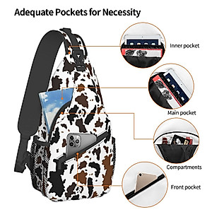 Cow Print Sling Bag,Crossbody Sling Backpack,Travel Hiking Chest Bag,Daypack for Purses Shoulder Bag Women Men's