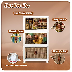 HYZSWGC Stackable Storage Bins, Closet Organizers and Storage Box, Folding Storage Bins with Lids Doors, Foldable Storage Box with Wheels for Home, Ofiice, Dorm Room (3 Pack)