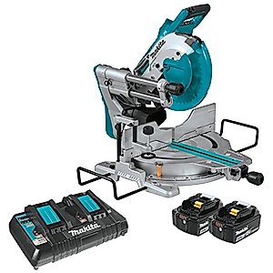 Makita XSL06PT 18V x2 LXT Lithium-Ion (36V) Brushless Cordless 10" Dual-Bevel Sliding Compound Miter Saw with Laser Kit (5.0Ah)