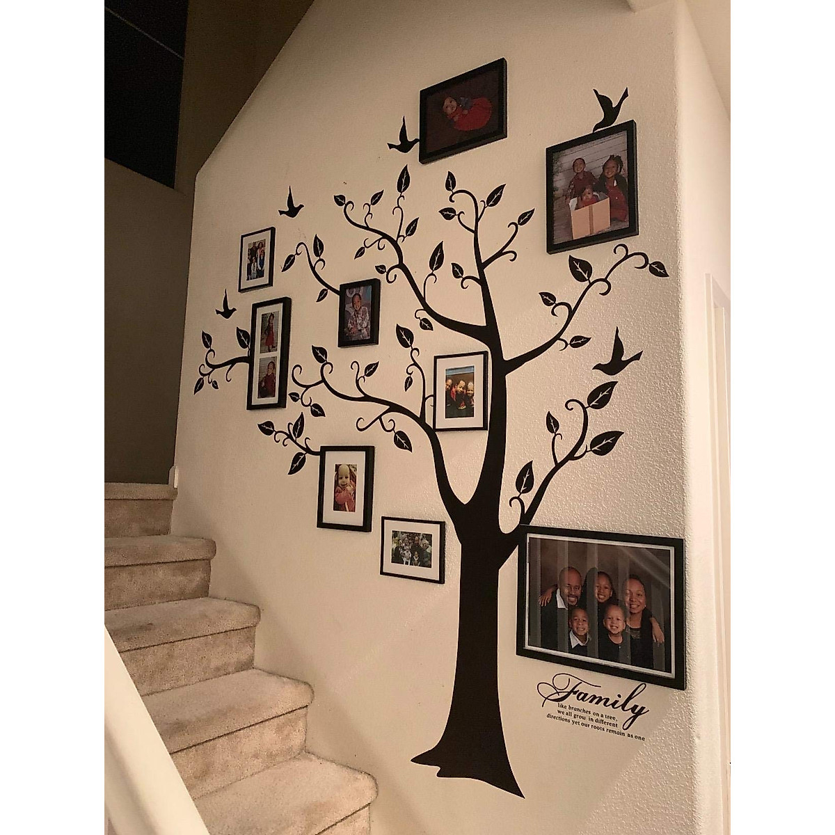Large Family Tree Wall Decal, DIY Black Photo Frame Tree Wall Decor Sticker Mural Decal Art Décor for Living Room Home Decor (Black Tree)