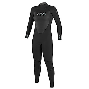 O'NEILL Women's Epic 3/2mm Back Zip Full Wetsuit, Black/Black/Black, 8T